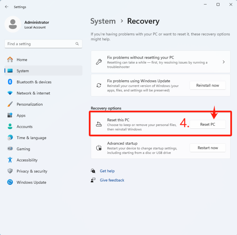 How do I reset my PC to its factory settings? – GEEKOM Help Center